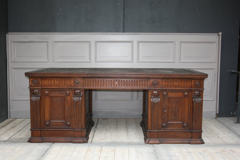 Large German Historicism Renaissance Revival Desk, circa 1890 at 1stDibs