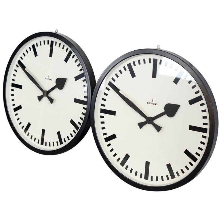 Large German Station Clocks by Siemens, circa 1950s at 1stdibs