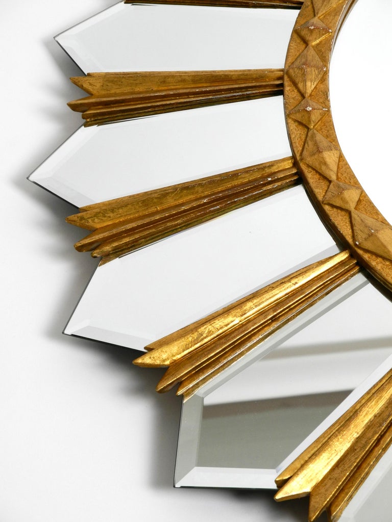 Large Gilded Italian XXL Regency Sunburst Wall Mirror For Sale at 1stDibs