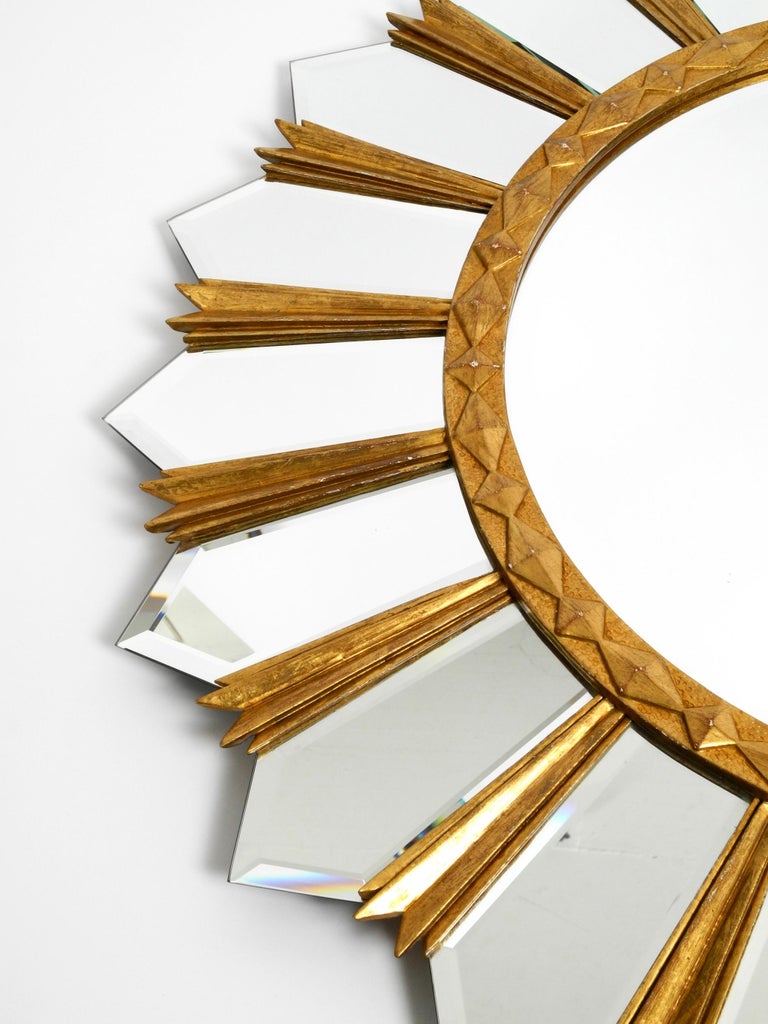 Large Gilded Italian XXL Regency Sunburst Wall Mirror For Sale at 1stDibs