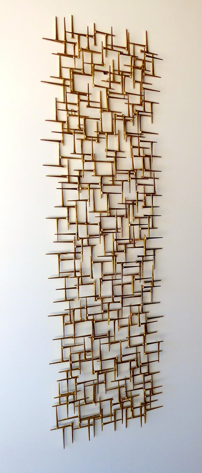 Large Gilded Metal Rectangular Wall Sculpture by American Artist Del ...