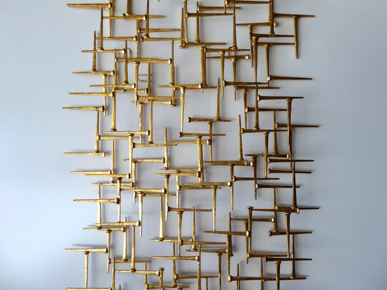 Large Gilded Metal Rectangular Wall Sculpture by American Artist Del ...