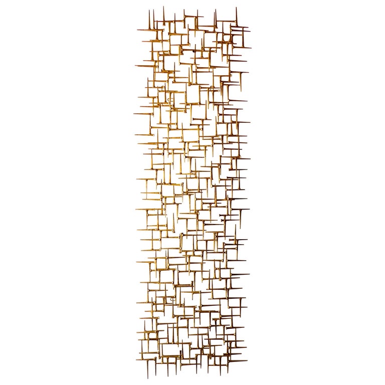 Large Gilded Metal Rectangular Wall Sculpture by American Artist Del ...