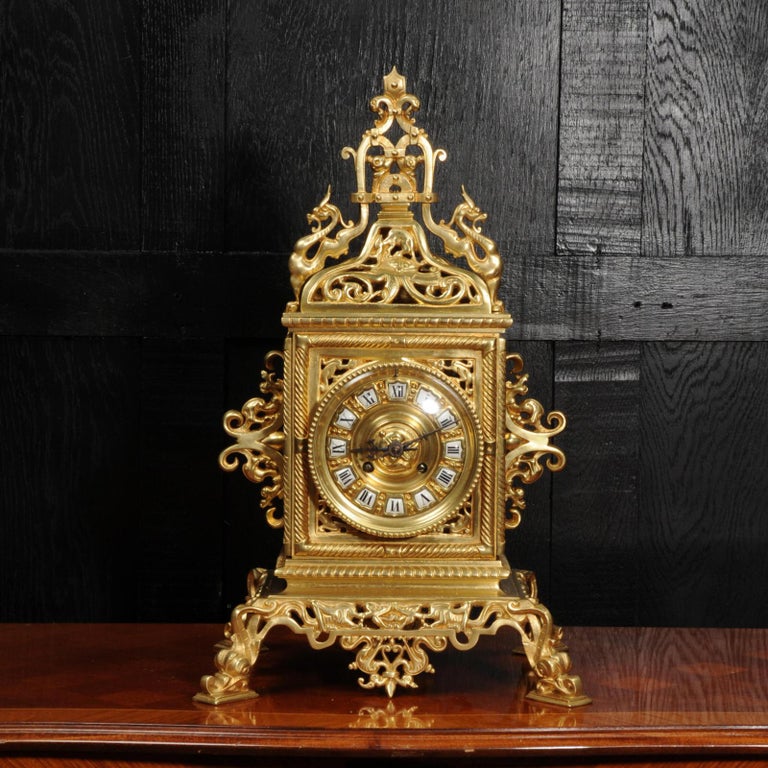 Large Gilt Bronze Baroque Table Clock, The Sea at 1stDibs