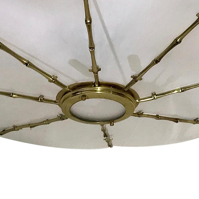 Large Gilt Metal Light Fixture with Glass Insets For Sale at 1stDibs