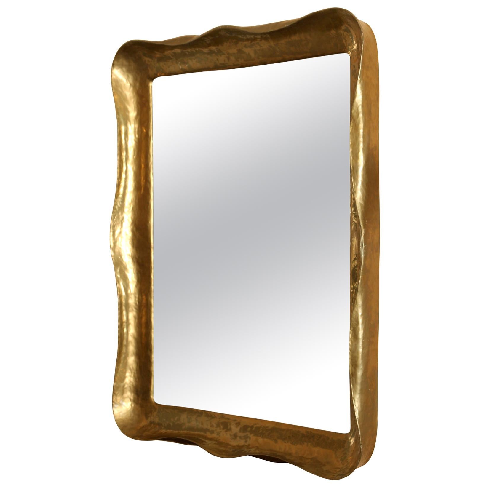 Large Tropical Hardwood Scalloped Rectangular Mirror at 1stDibs