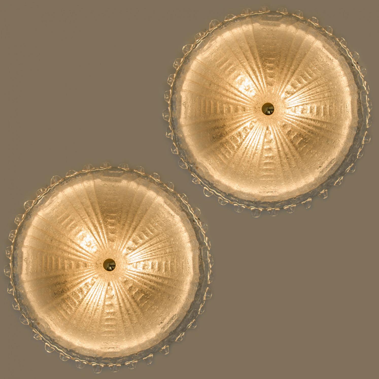 Large Glass Flush Mount Wall Lights, Germany, 1970s For Sale at 1stDibs