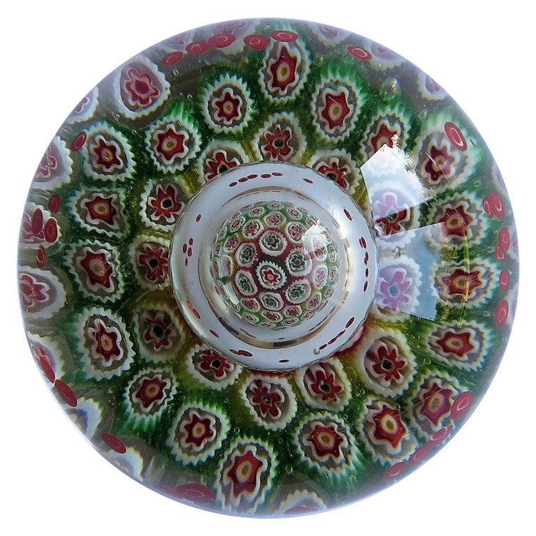 Large Glass Millefiori Paperweight with Suspended Domed Bubble, circa ...