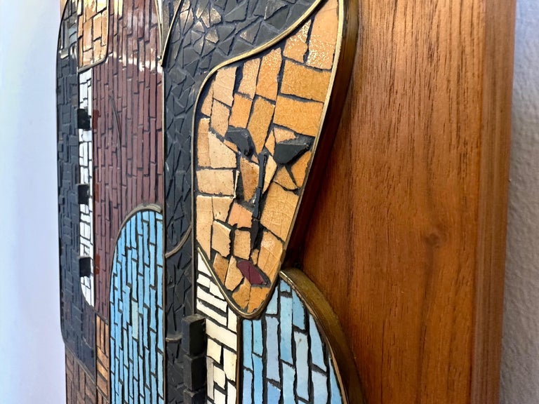 Large Glass Tile Mosaic of Native American Family on Walnut Board ...