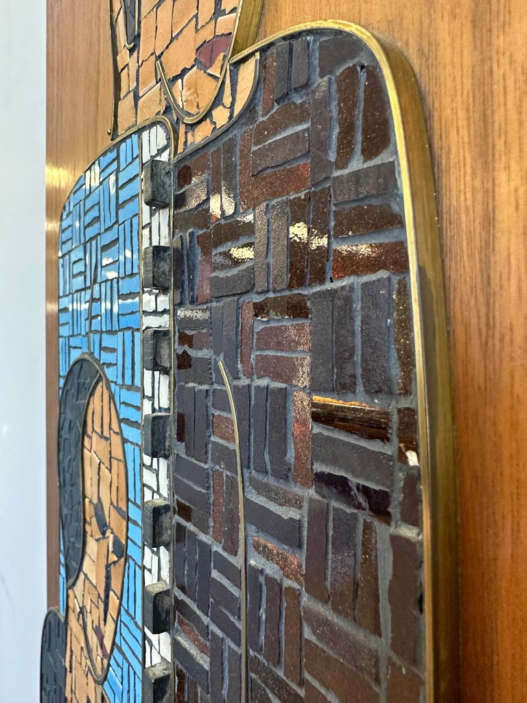 Large Glass Tile Mosaic of Native American Family on Walnut Board ...