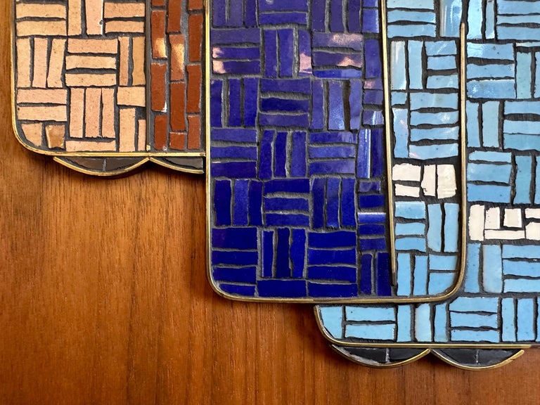 Large Glass Tile Mosaic of Native American Family on Walnut Board, 1960s For Sale at 1stDibs