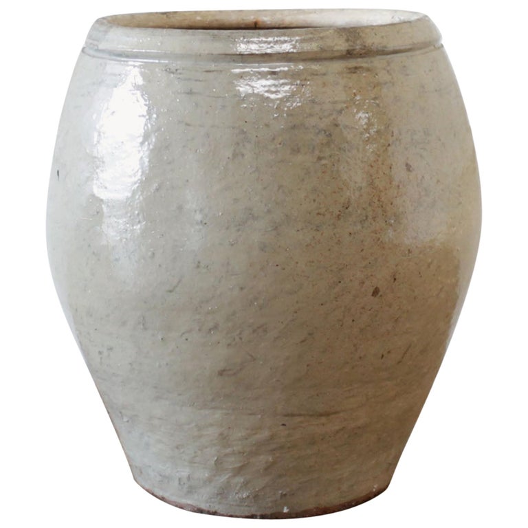 Large Glazed Terracotta Pot in Natural Color at 1stDibs
