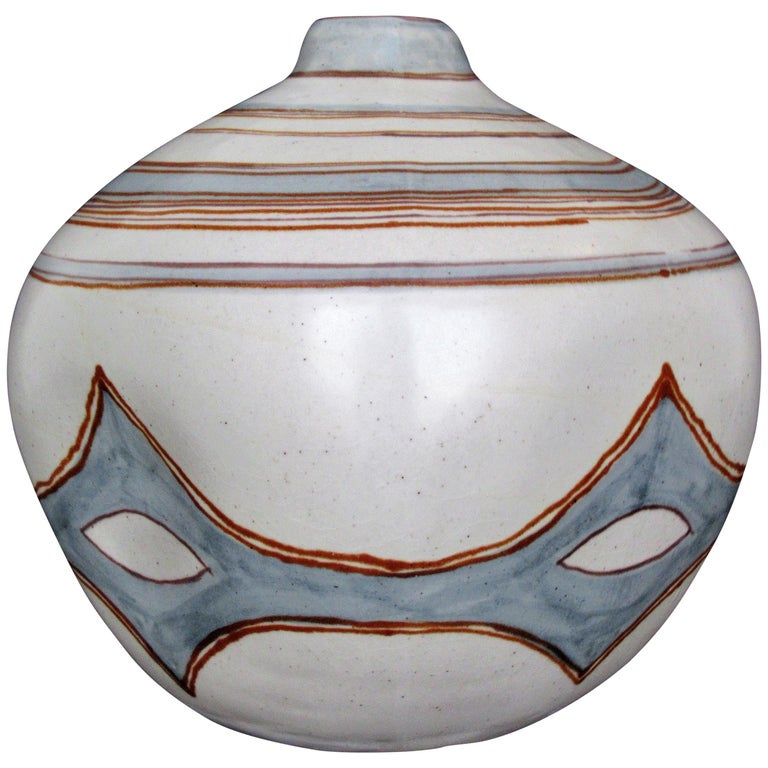 Large Glidden Pottery Sandstone Artware Vase by Fong Chow at 1stDibs