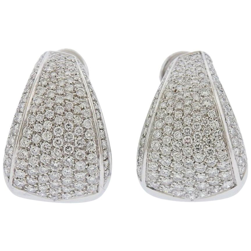 Large Diamond Hoop Earrings w/ Unique Diamond Display at 1stDibs