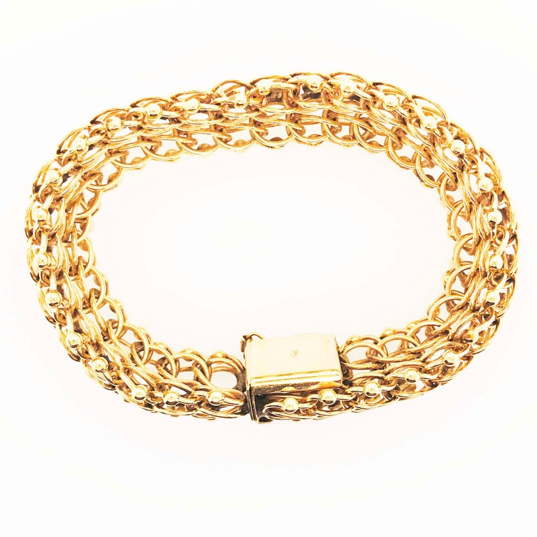 Large Gold Charm Bracelet, Bracelet with Custom Links in 14 Karat Gold ...