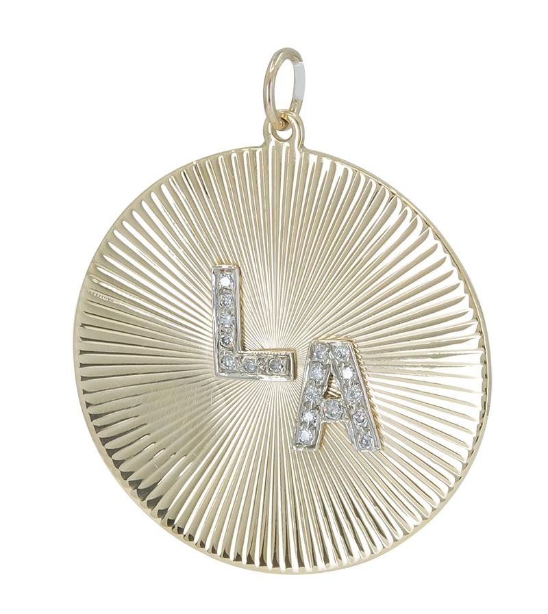 Large Gold and Diamond LA Charm at 1stDibs