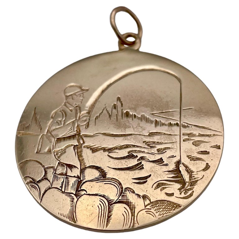 Large Gold Fisherman Medallion For Sale at 1stDibs