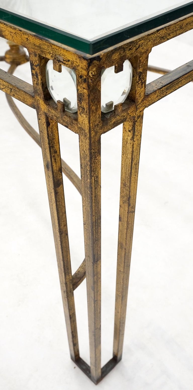 Large Gold Gilt Iron Base Glass Top Cut Glass Inserts Finial Dining ...