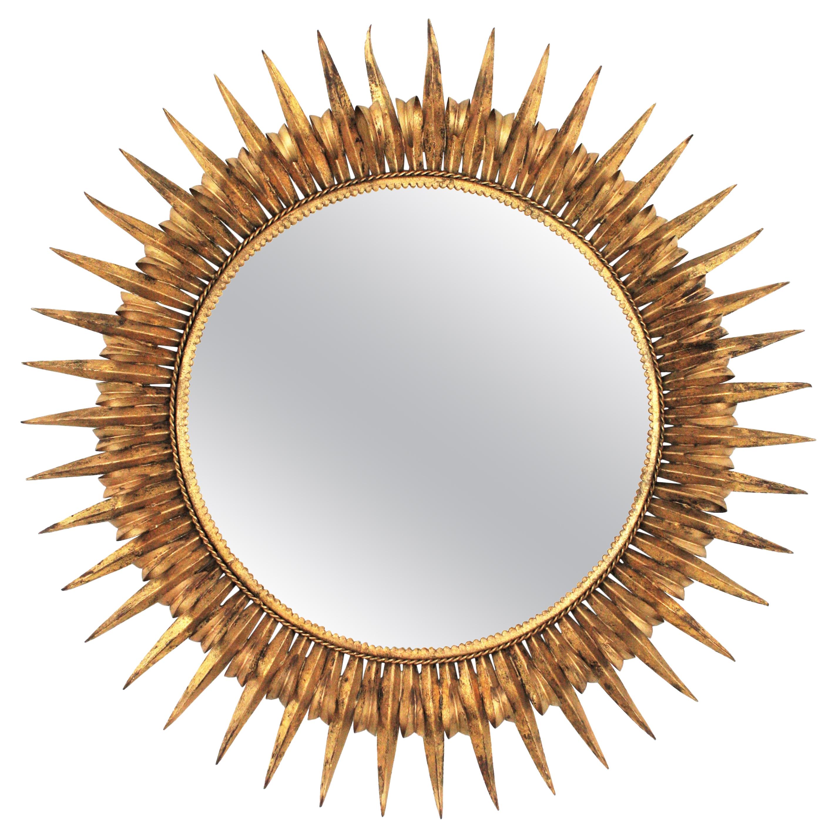 Large Round Gold Gilt Mirror at 1stDibs
