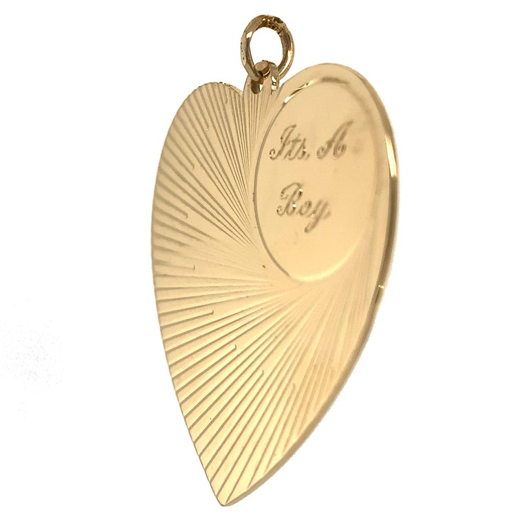 Large Gold It's A Boy Heart Charm For Sale at 1stDibs