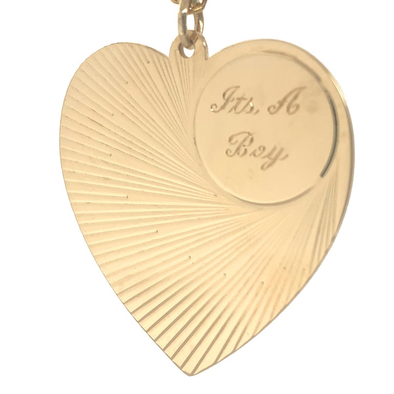 Large Gold It's A Boy Heart Charm For Sale at 1stDibs
