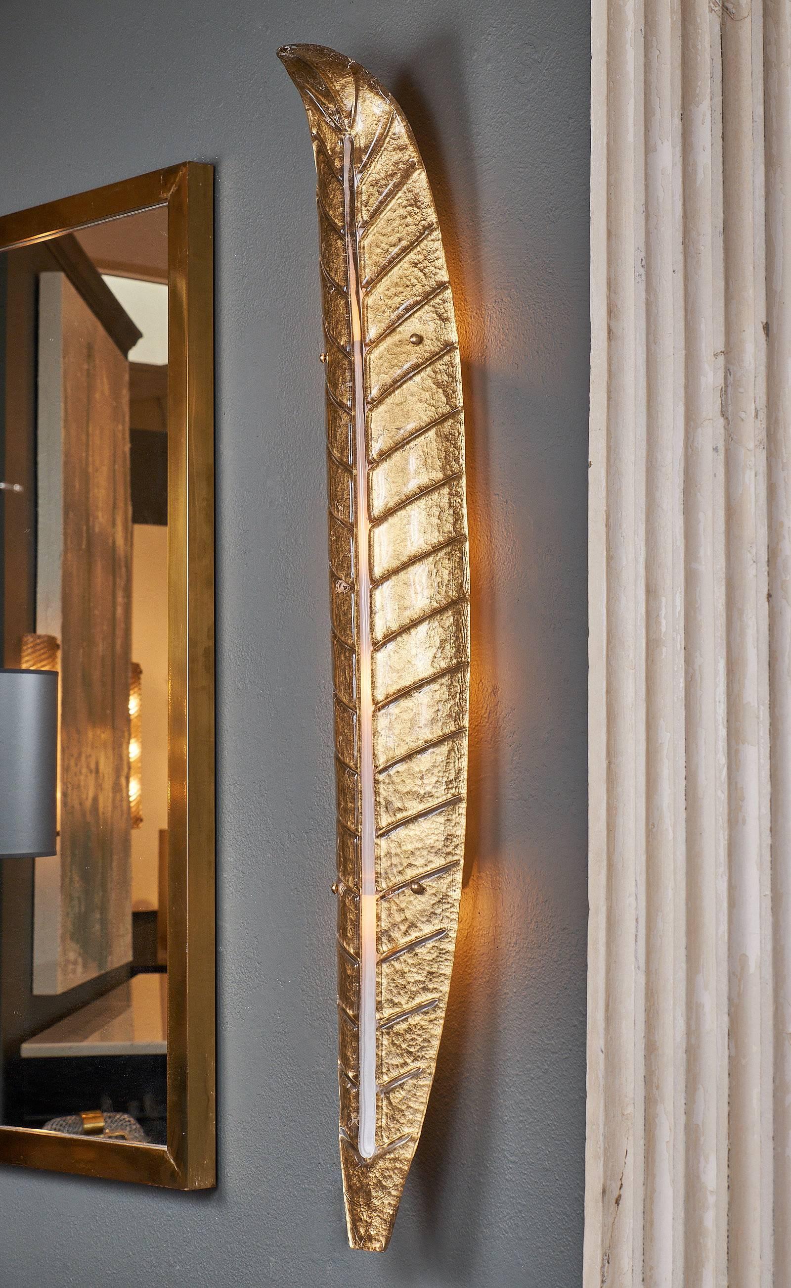 Large Gold Leaf Murano Glass Sconces at 1stDibs | large gold sconces ...