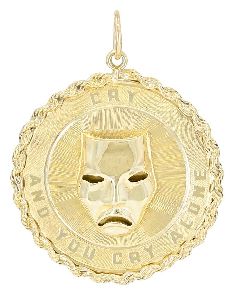 Large Gold Smile/Cry Charm For Sale at 1stDibs