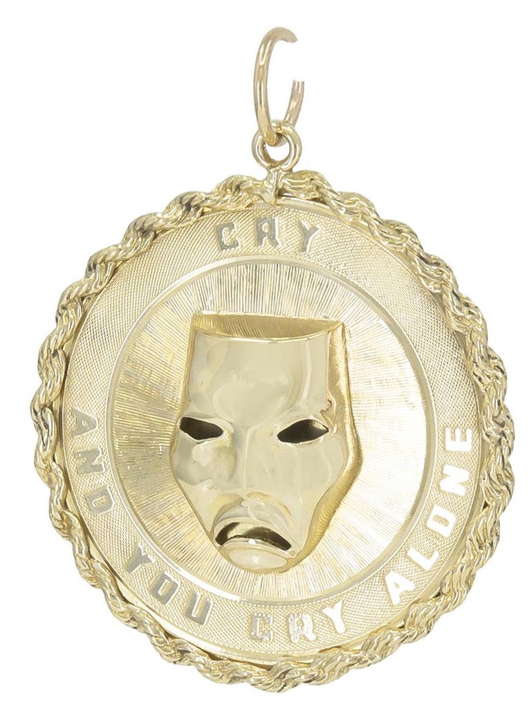 Large Gold Smile/Cry Charm For Sale at 1stDibs