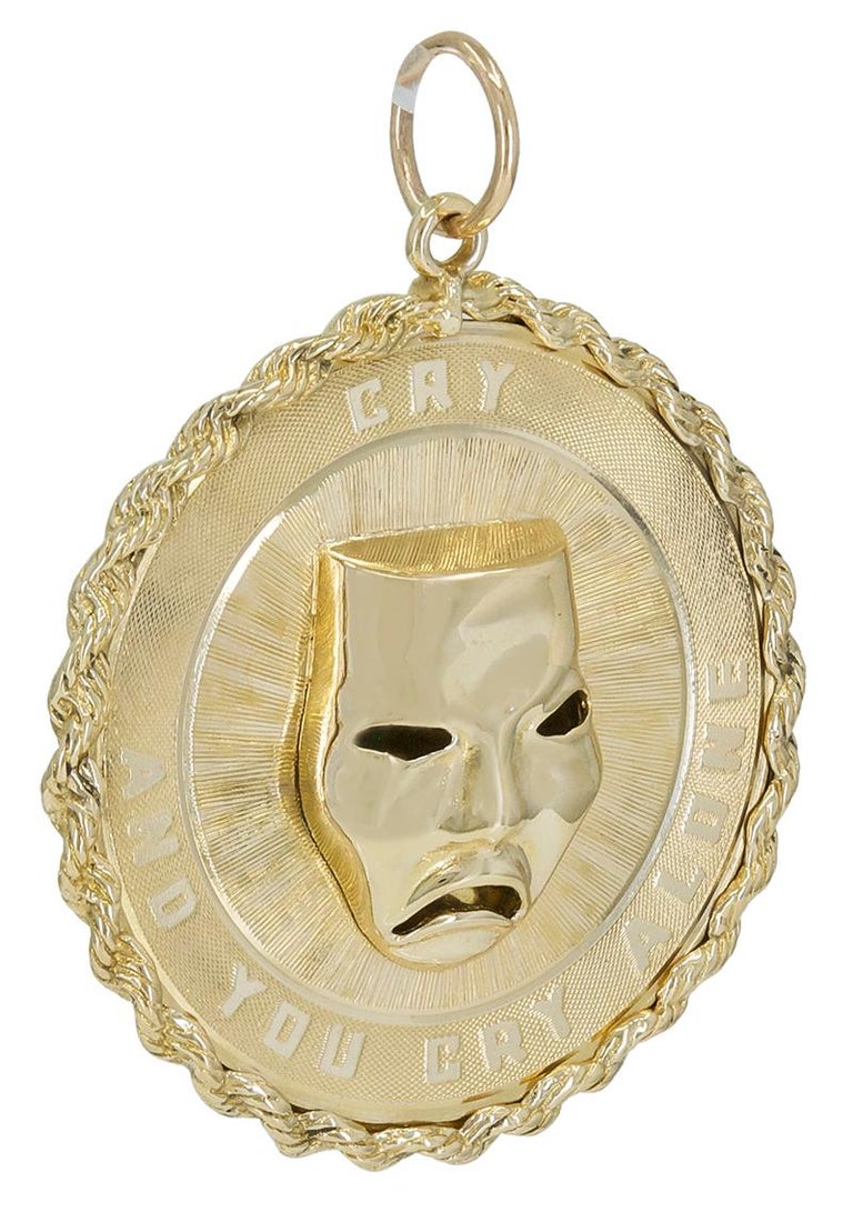 Large Gold Smile/Cry Charm For Sale at 1stDibs