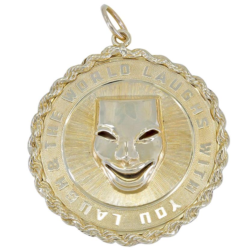 Large Gold Smile/Cry Charm For Sale at 1stDibs