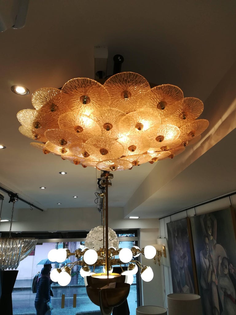 Large Golden Crystal Ceiling Light For Sale at 1stDibs