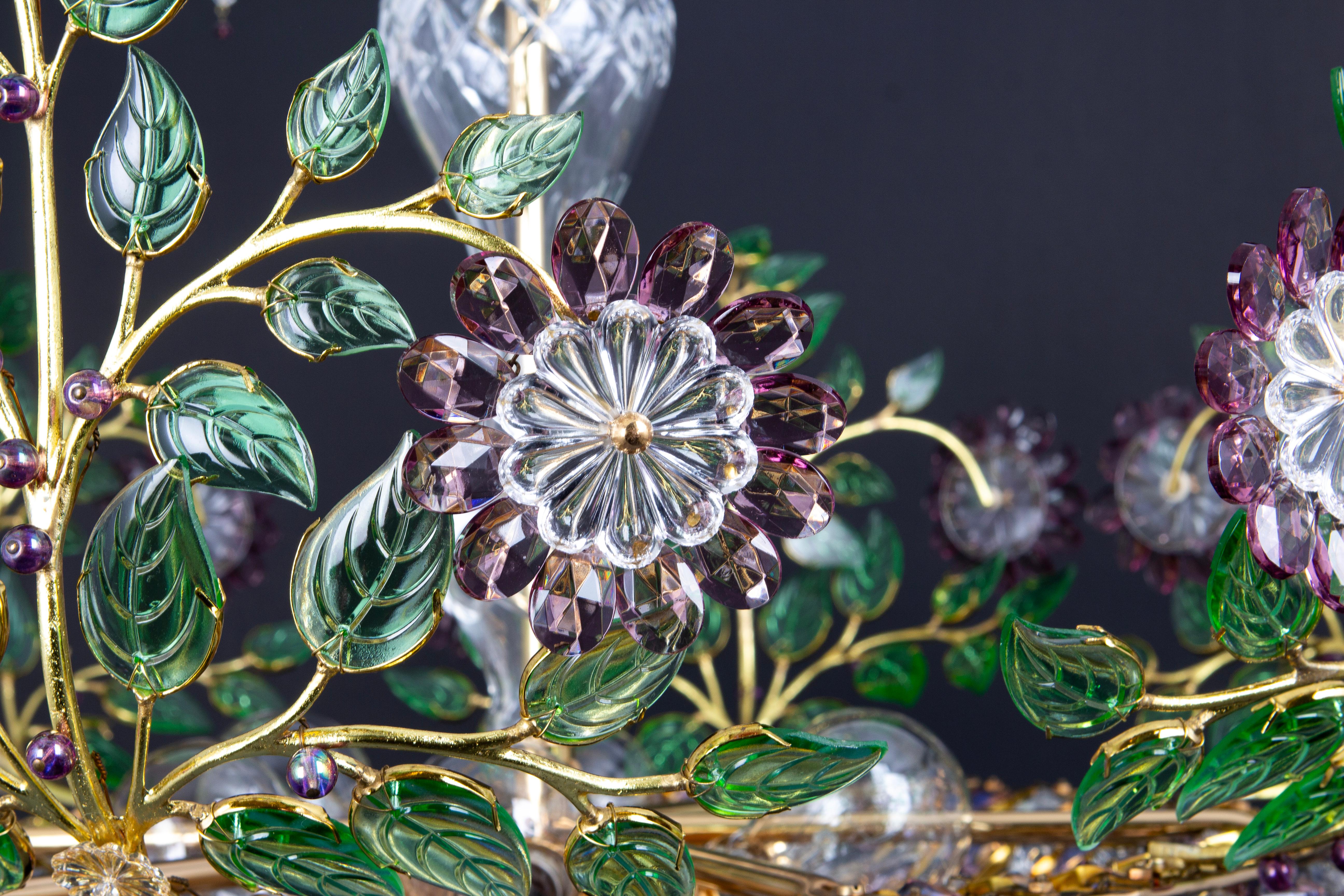 1 of 2 Large Gorgeous Chandeier Gilt Faceted Crystal Glass Bagues ...