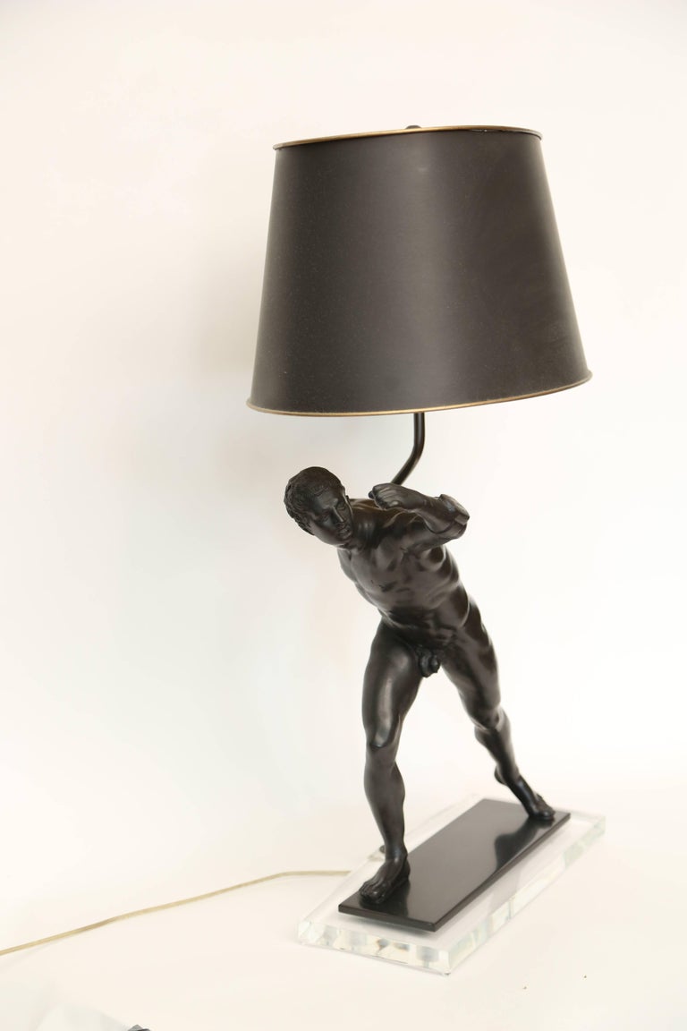 Large Grand Tour Ancient Greek Athlete Sculpture Table Lamp For Sale at ...