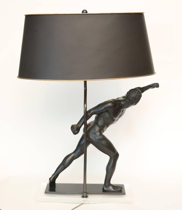 Large Grand Tour Ancient Greek Athlete Sculpture Table Lamp For Sale at ...