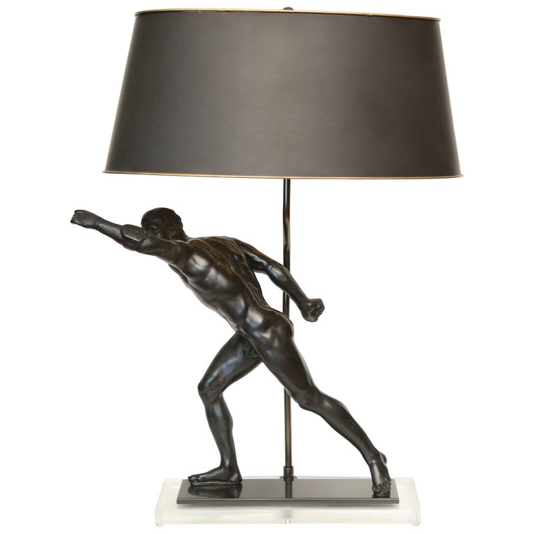 Large Grand Tour Ancient Greek Athlete Sculpture Table Lamp For Sale at ...
