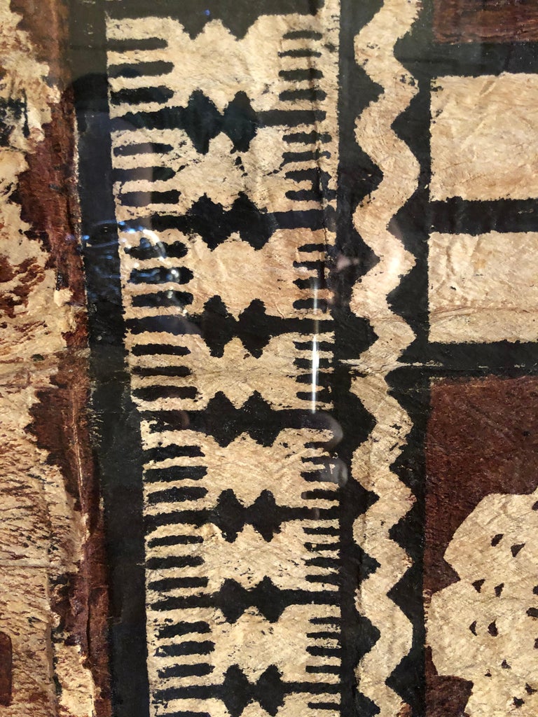 Large Graphic African Bark Cloth Painting For Sale at 1stdibs