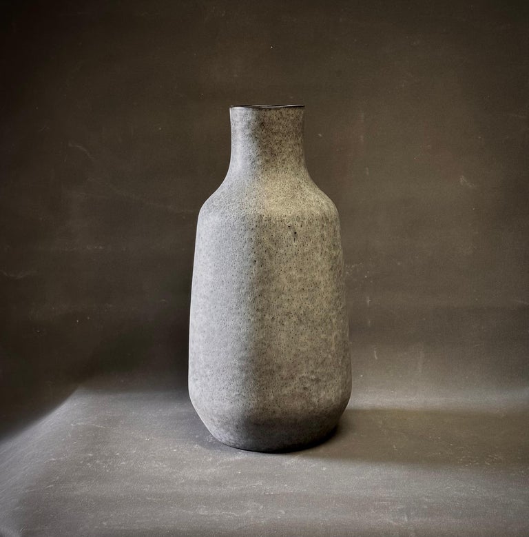 Large Gray Belgian Midcentury Ceramic Vase For Sale at 1stDibs