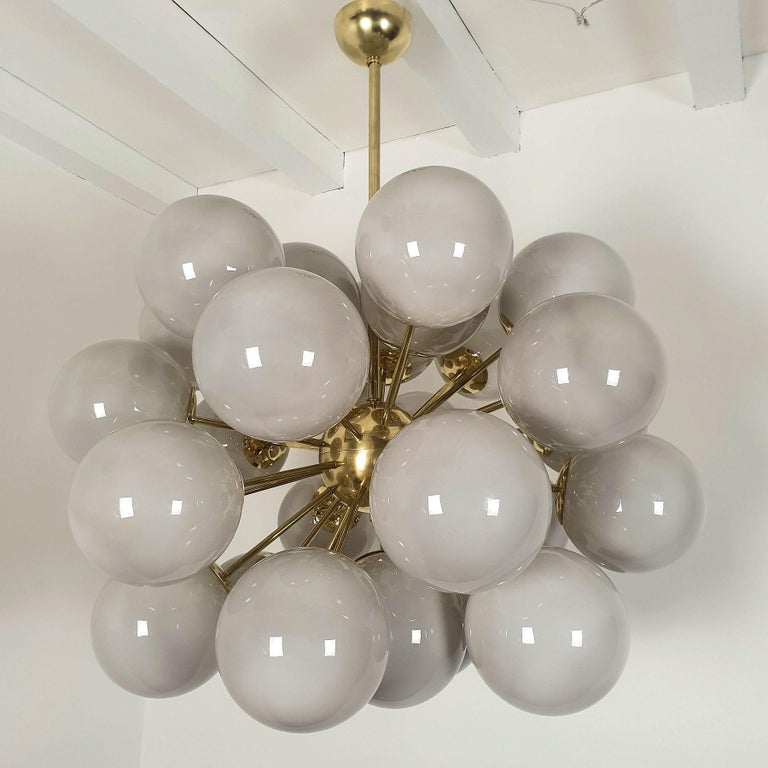 Large Gray Murano Glass and Brass Sputnik Chandelier, Mid-Century ...