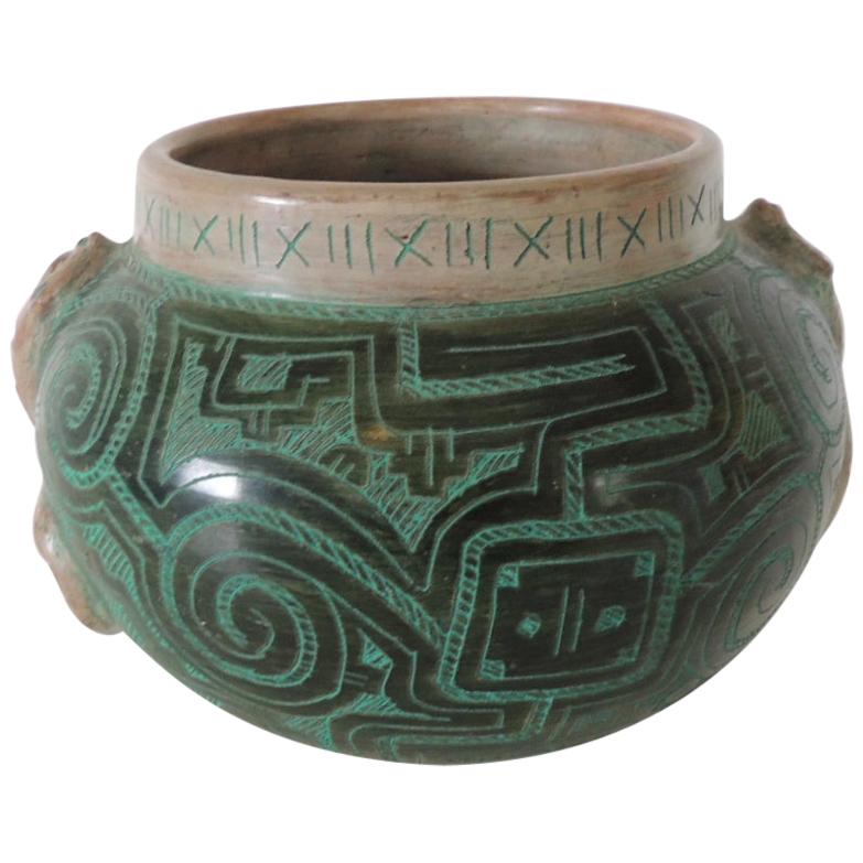 Large Green and Black Vase with Snakes at 1stDibs