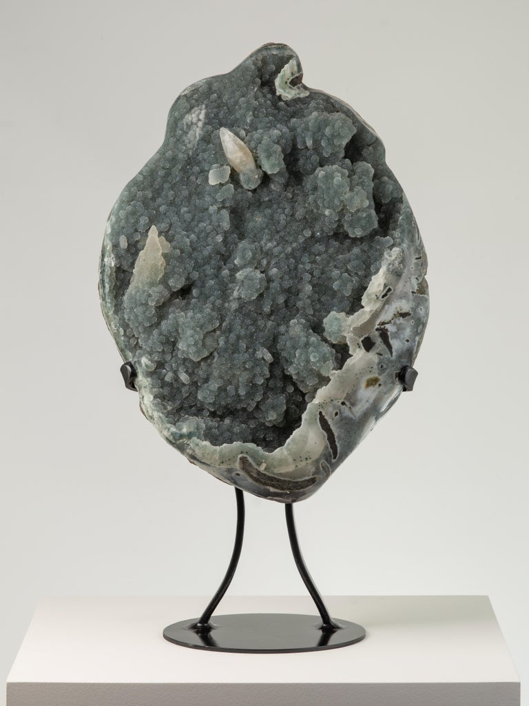 Large Green-Grey Druzy Formation with Calcite Rockets at 1stDibs
