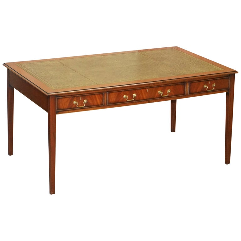 Large Green Leather Top Mahogany Writing Table Desk in the Georgian ...