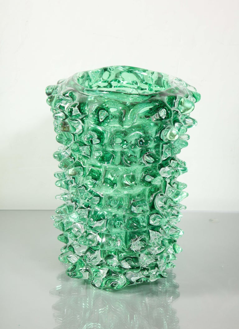 Large Green Murano Glass Spike Vase For Sale at 1stDibs