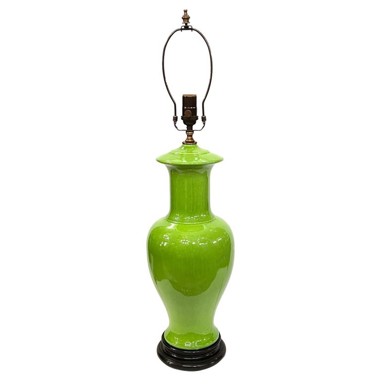 Large Green Porcelain Lamp For Sale at 1stDibs