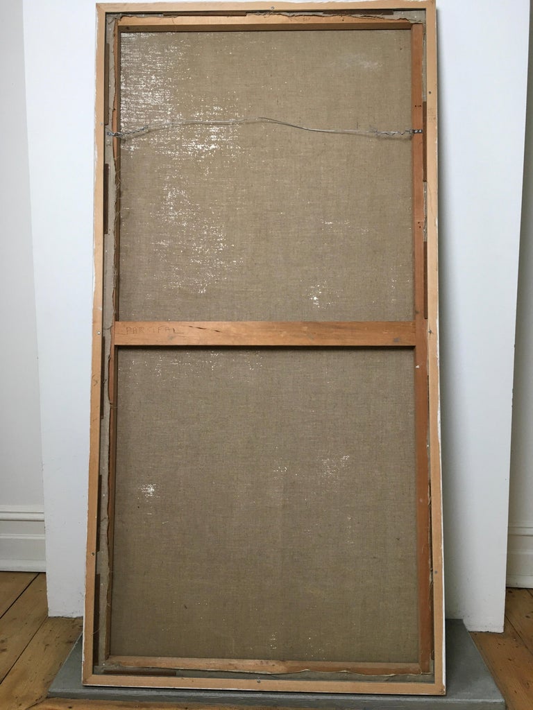 Large Grey Green Abstract Oil on Canvas by Beverley Downie 1978 ...