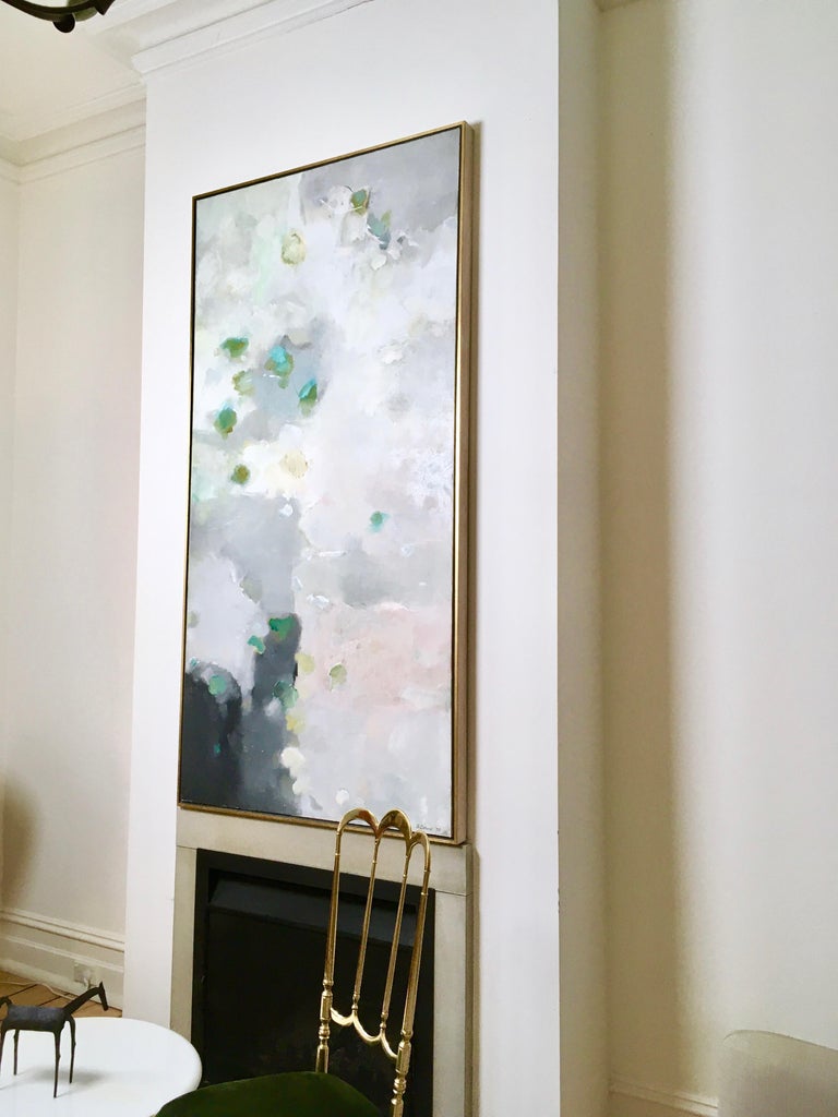 Large Grey Green Abstract Oil on Canvas by Beverley Downie 1978 ...