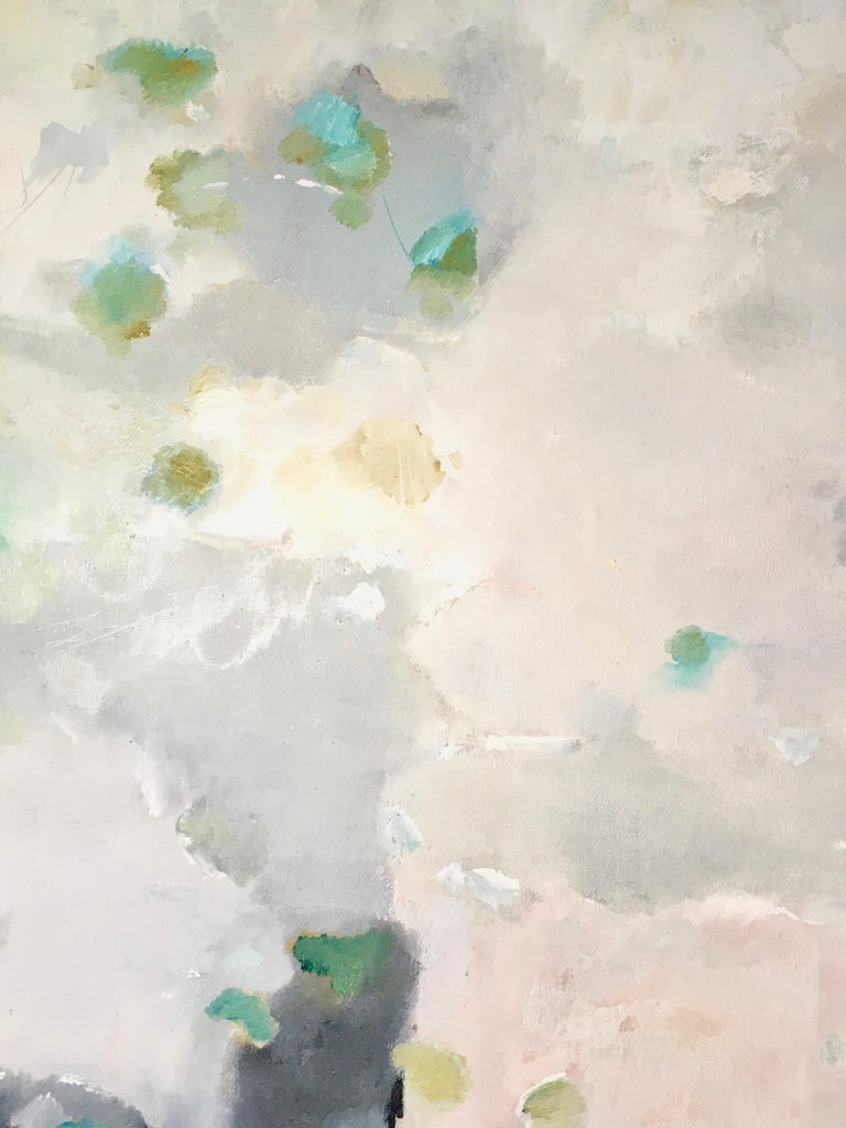 Large Grey Green Abstract Oil on Canvas by Beverley Downie 1978 ...