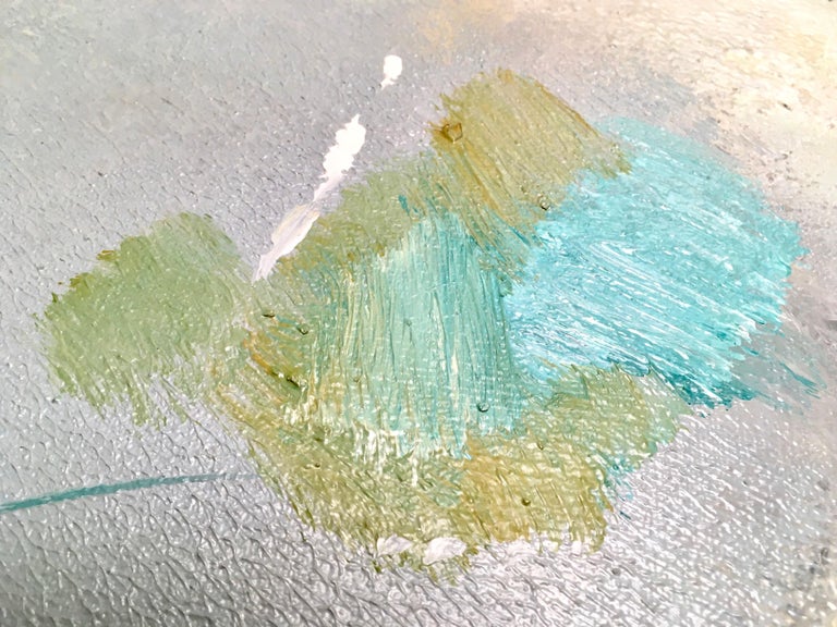 Large Grey Green Abstract Oil on Canvas by Beverley Downie 1978 ...