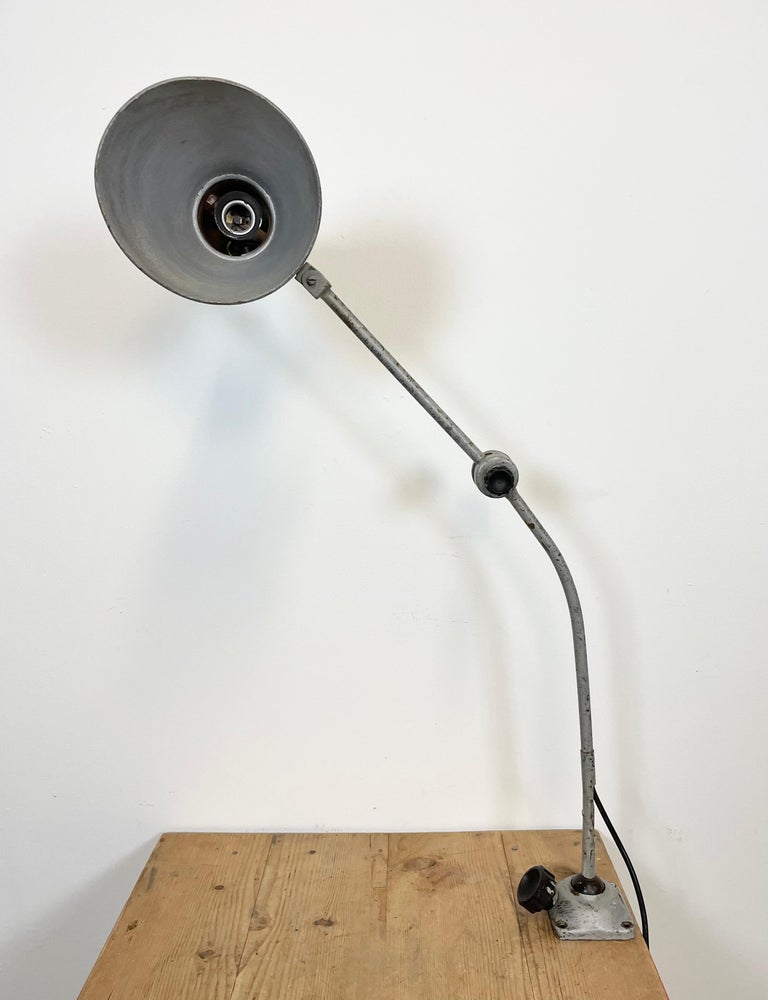 Large Grey Industrial Workshop Table Lamp, 1960s For Sale at 1stDibs