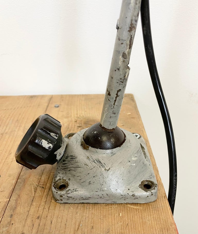 Large Grey Industrial Workshop Table Lamp, 1960s For Sale at 1stDibs