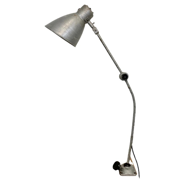 Large Grey Industrial Workshop Table Lamp, 1960s For Sale at 1stDibs